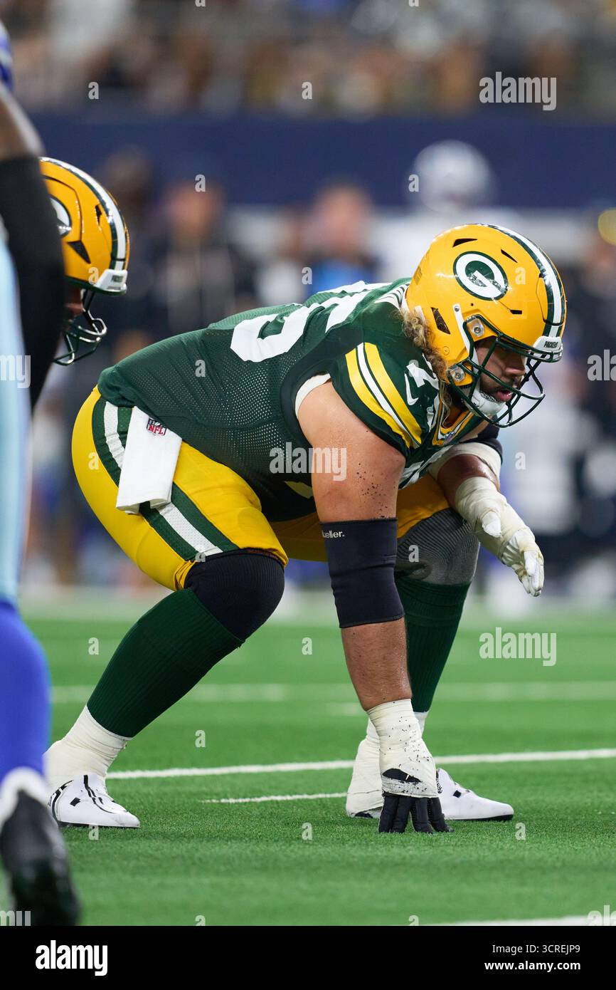 Green Bay Packers offensive tackle Sean Rhyan (75) waits for a play ...