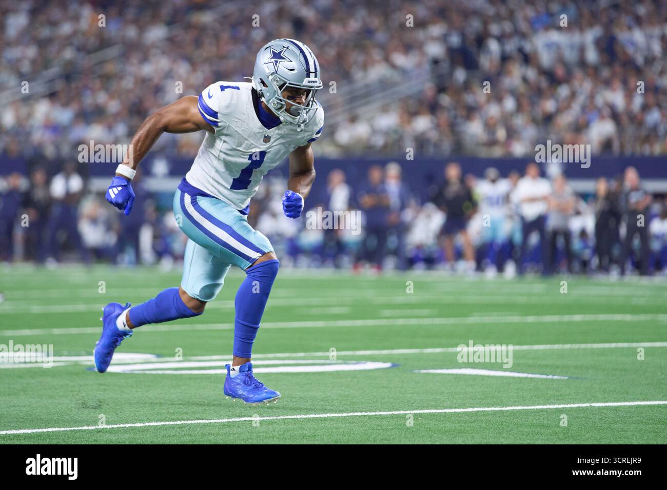 Dallas Cowboys wide receiver Jalen Tolbert (1) runs a route against the ...