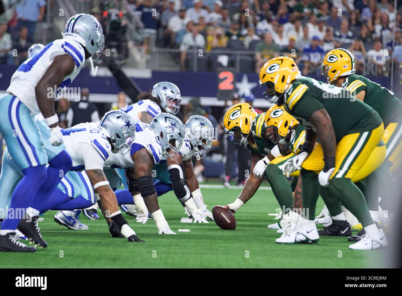 The Green Bay Packers offense lines up agains the Dallas Cowboys ...