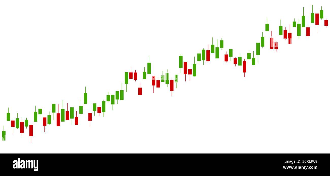 Abstract green red growing financial linear graph chart background ...