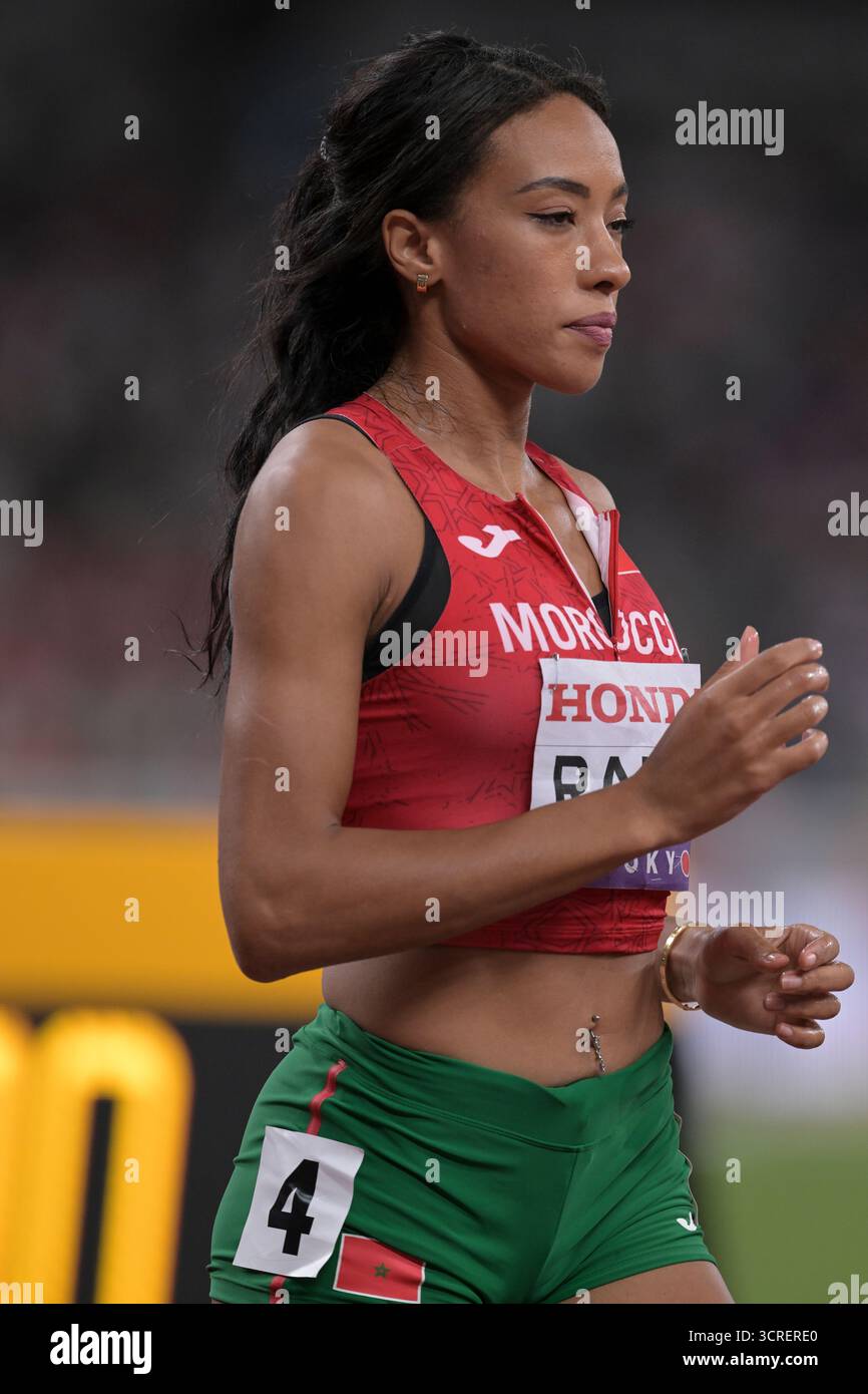 Assia Raziki of Marocco competing in the women’s 800m semi-final at the ...