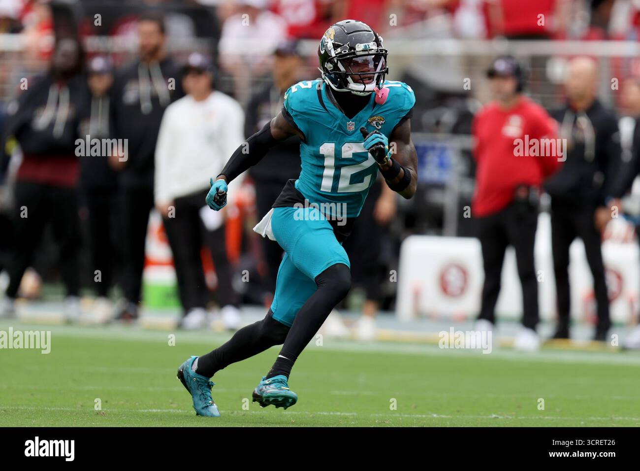 Jacksonville Jaguars wide receiver Travis Hunter (12) runs during an ...