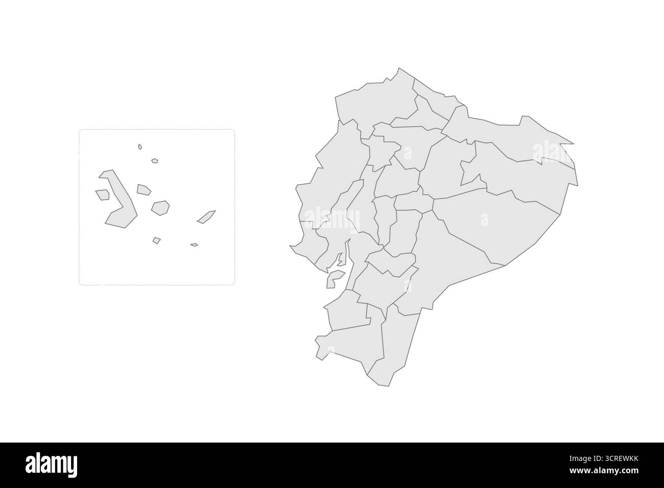 Ecuador political map of administrative divisions - provinces. Grey ...