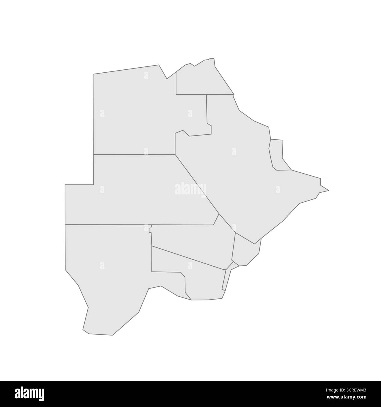 Botswana political map of administrative divisions - rural and urban ...