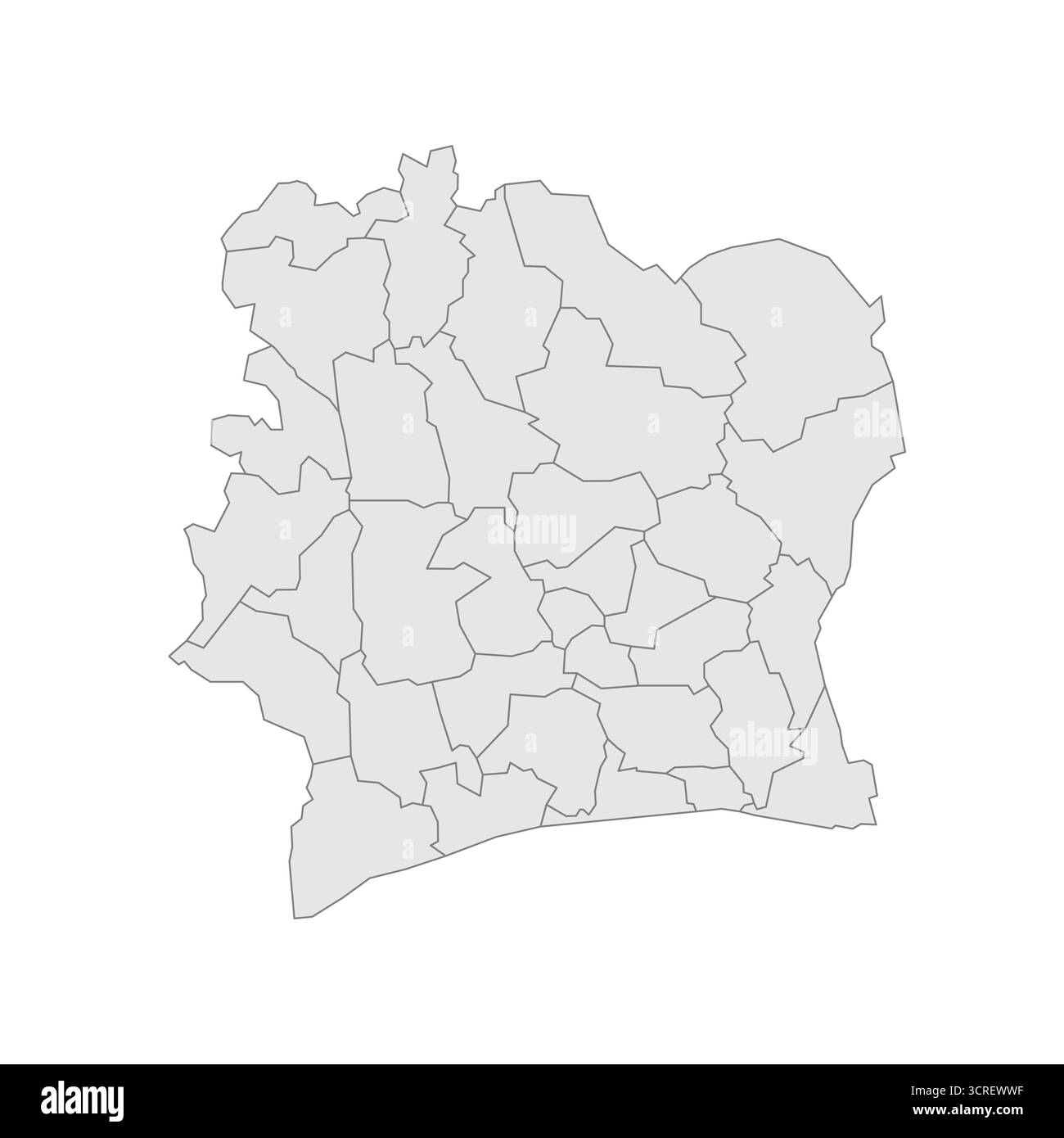 Ivory Coast political map of administrative divisions - regions and ...