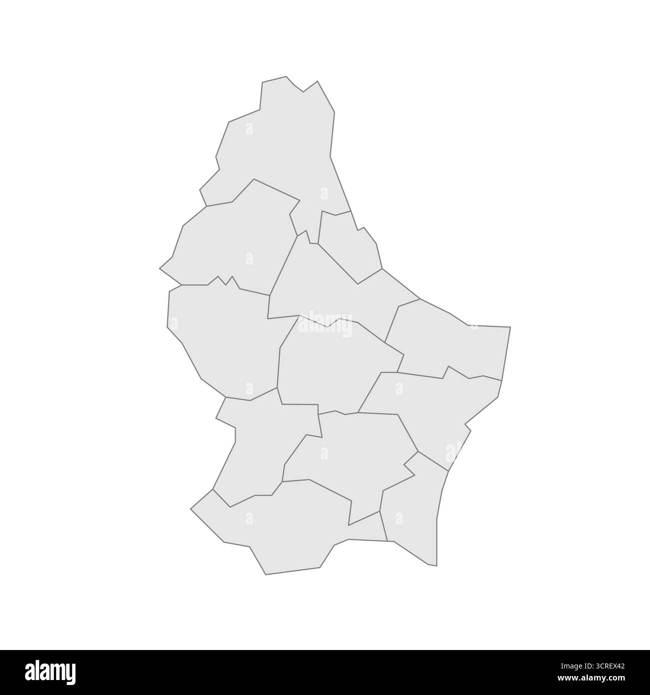 Luxembourg political map of administrative divisions - cantons. Grey ...