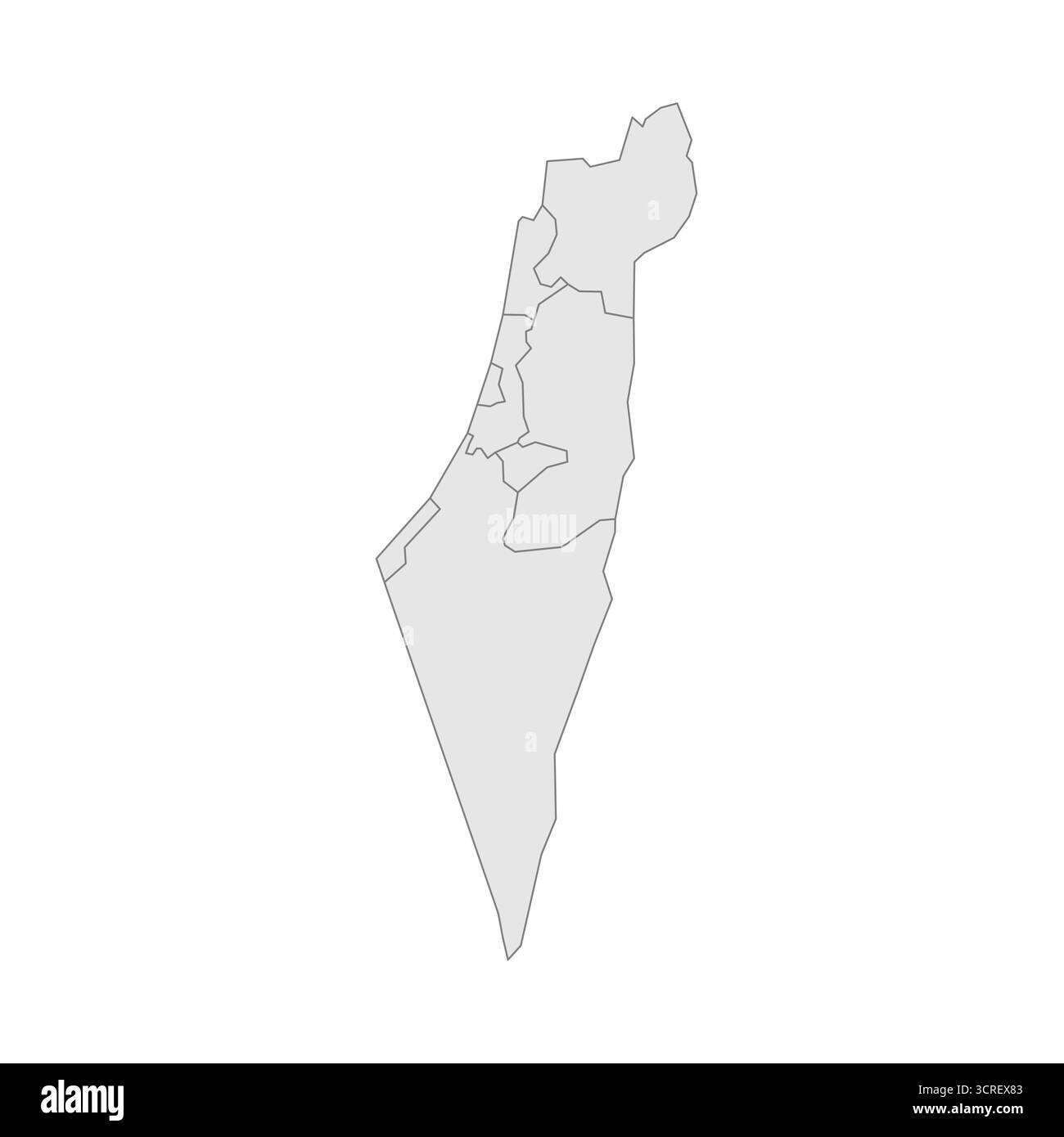 Israel political map of administrative divisions - districts, Gaza Strip and Judea and Samaria ...