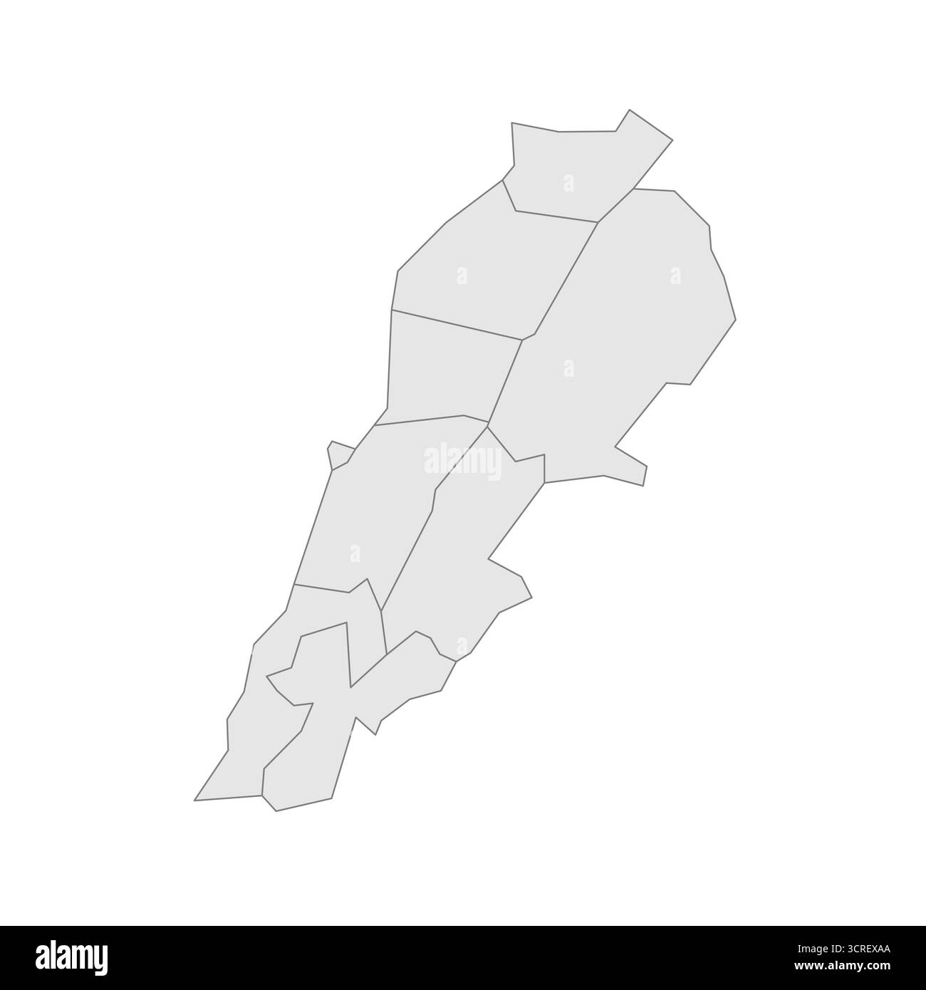 Lebanon political map of administrative divisions - governorates. Grey ...