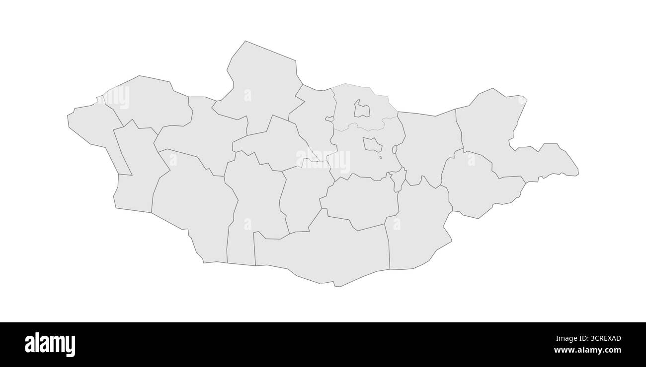 Mongolia political map of administrative divisions - provinces and khot ...