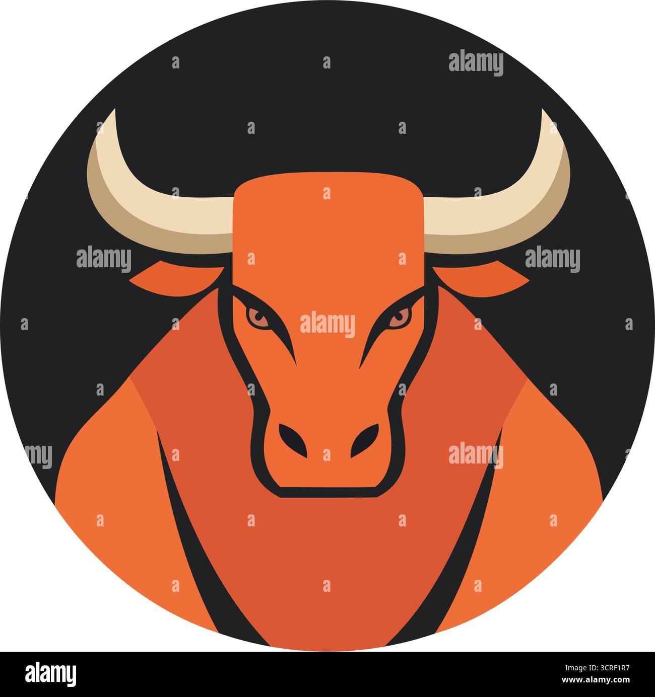 Orange bull head with horns logo in a black circle, perfect for sports ...