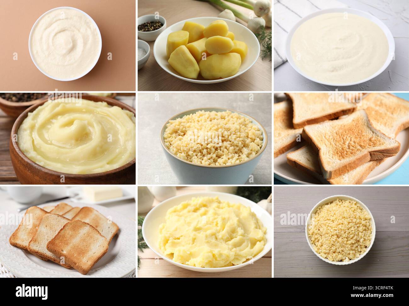 Collection of foods with bland taste combined into collage Stock Photo ...