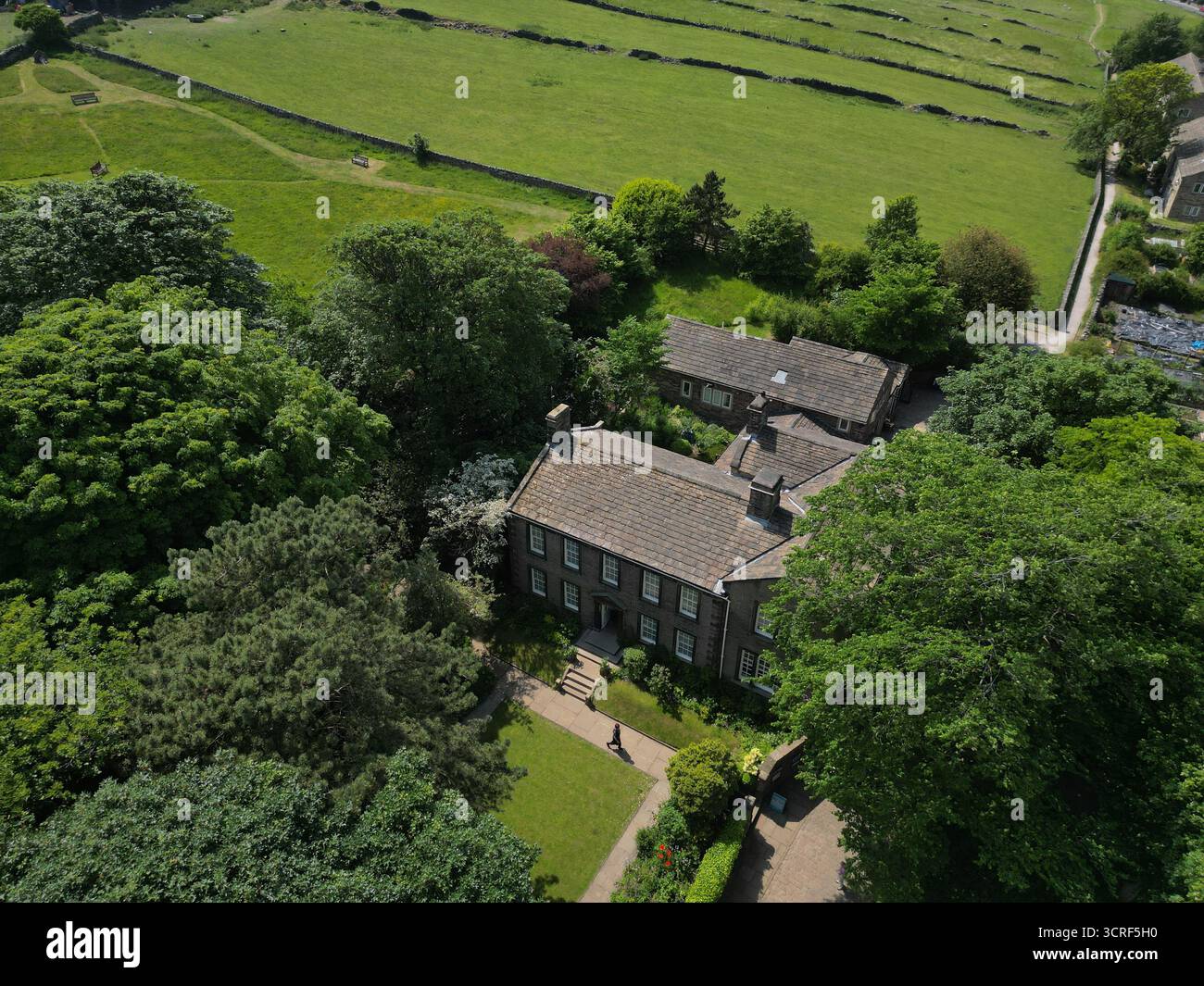 aerial view of Brontë Parsonage Museum, Haworth Stock Photo - Alamy