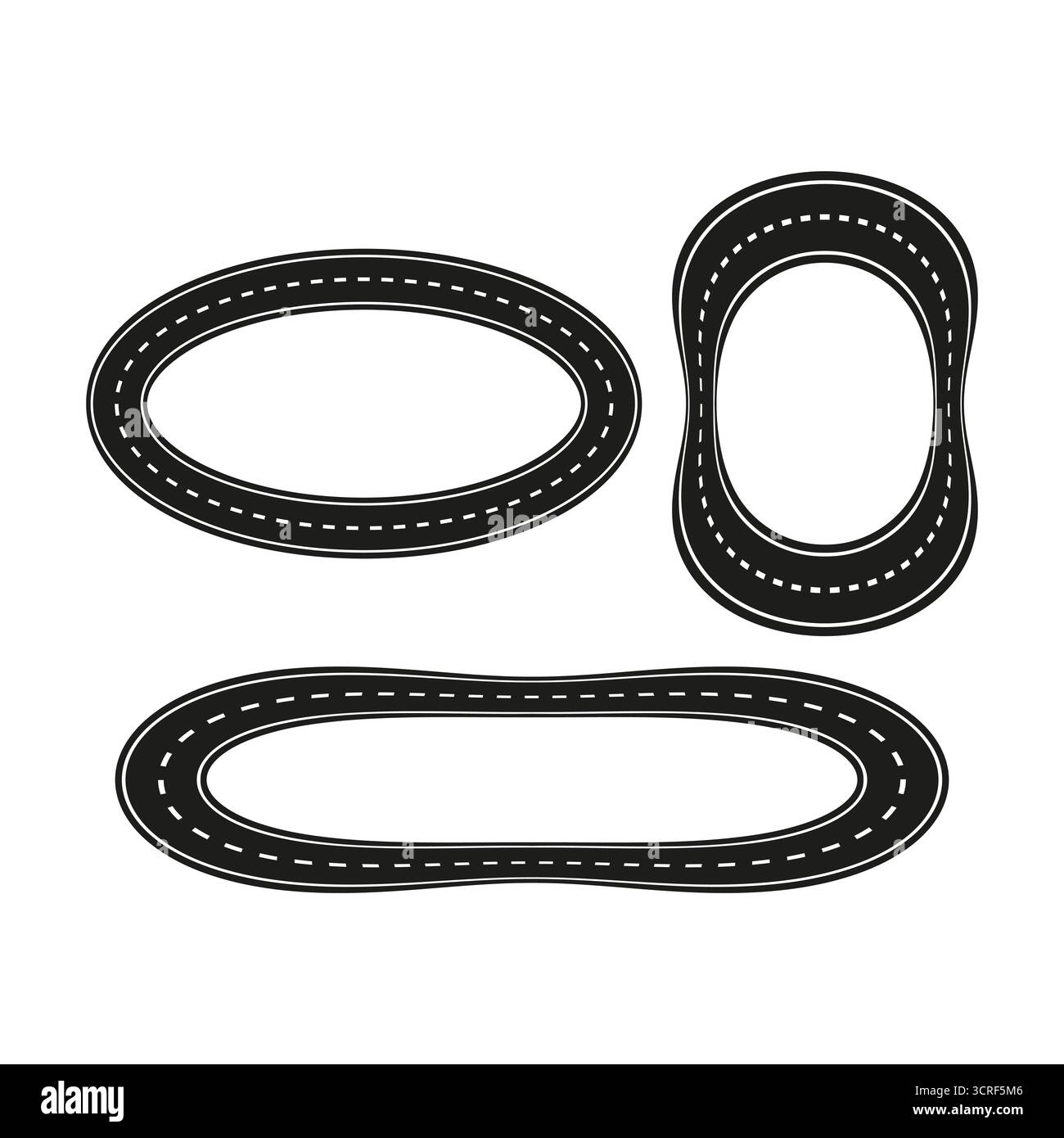 Road track set. Oval circle shapes. Pavement asphalt graphic. Vector ...