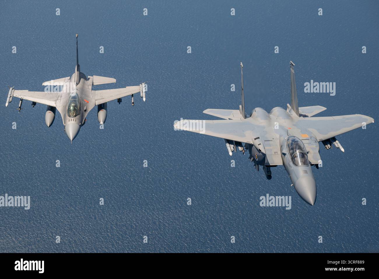 A U.S. Air Force F-15EX Eagle II and U.S. Air Force F-16D Fighting ...