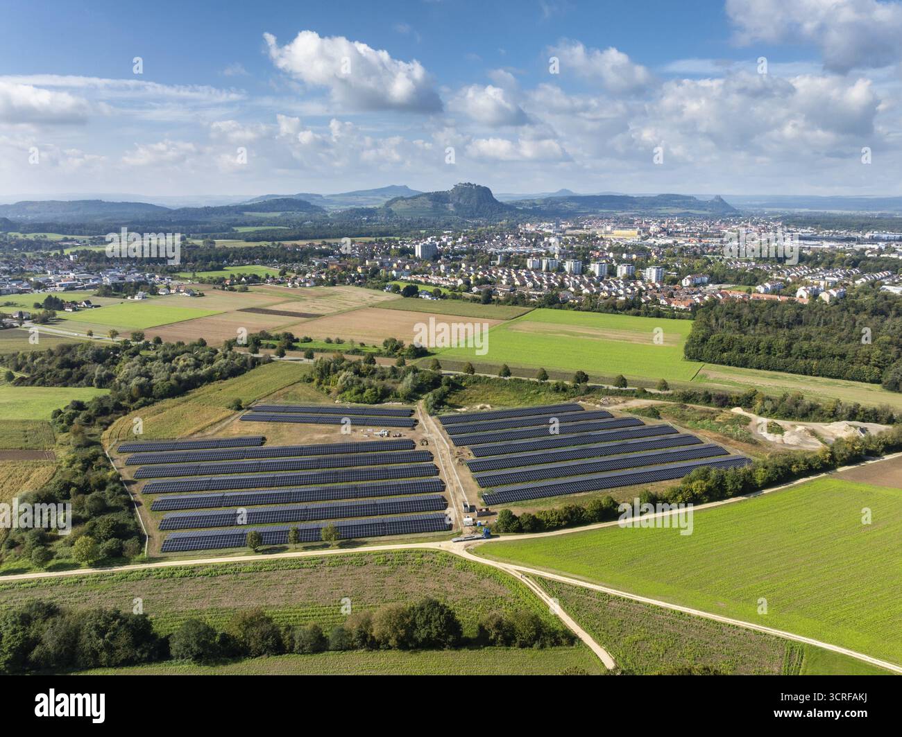 Aerial view, solar modules, solar park, photovoltaics, power generation ...