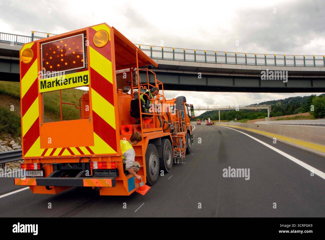 pylon as floor marking or road marking, visible marking for road safety ...