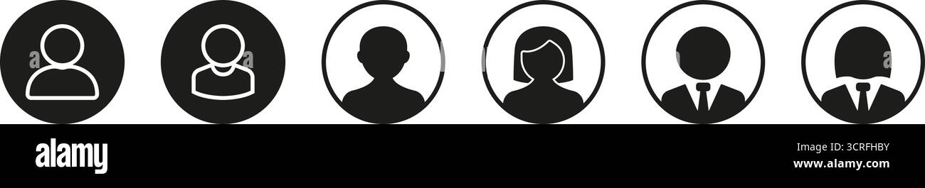 Businessperson and Generic Avatar Icons in Circle Frames Solid Icon Set ...