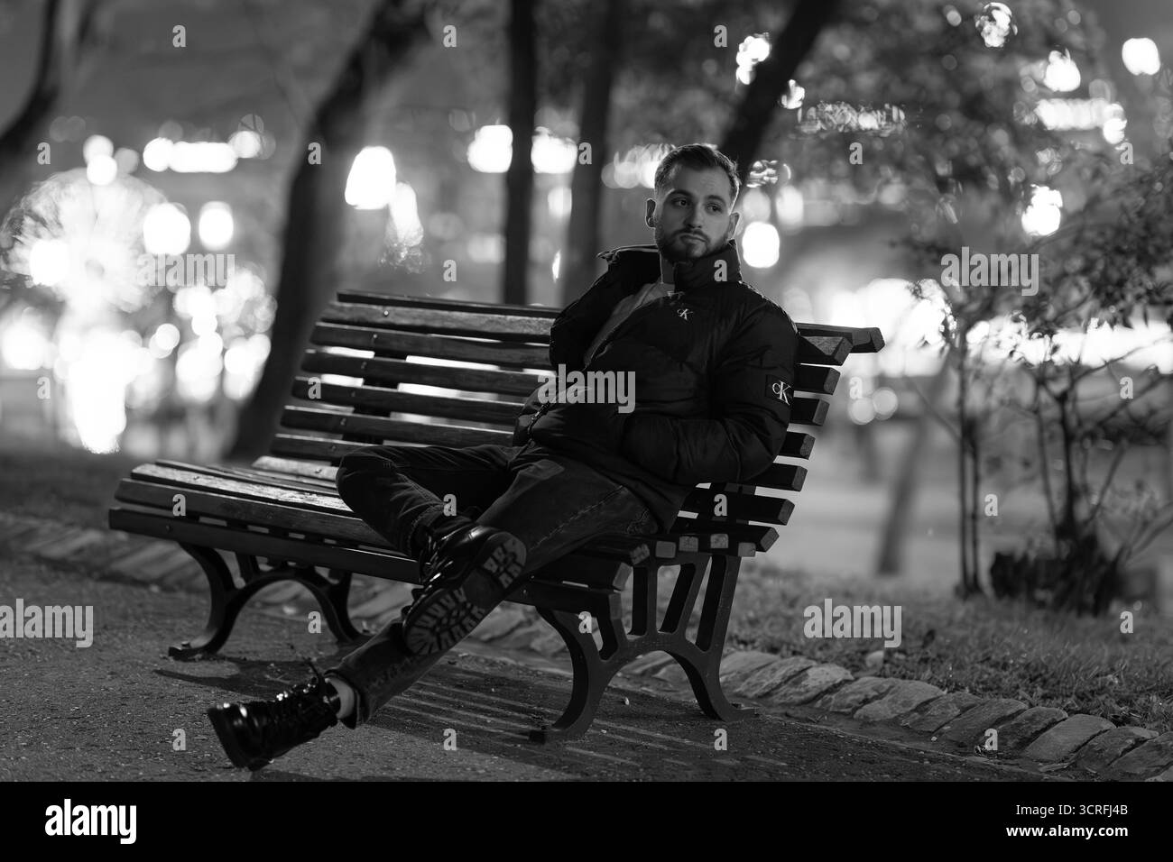 Night thinking man in Black and White Stock Photos & Images - Alamy