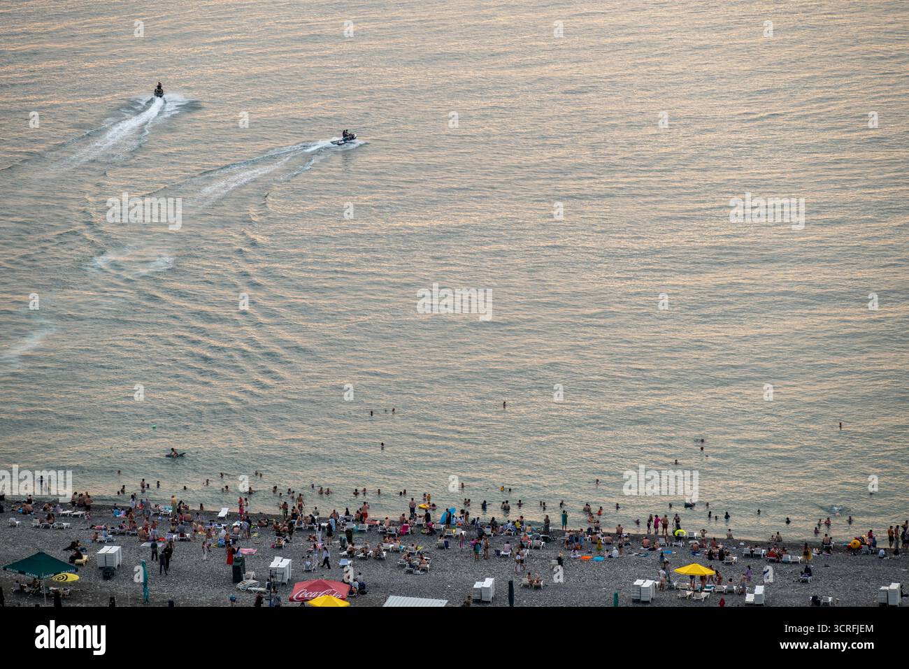 Batumi city beach along the Batumi Boulevard, popular Black Sea tourist ...