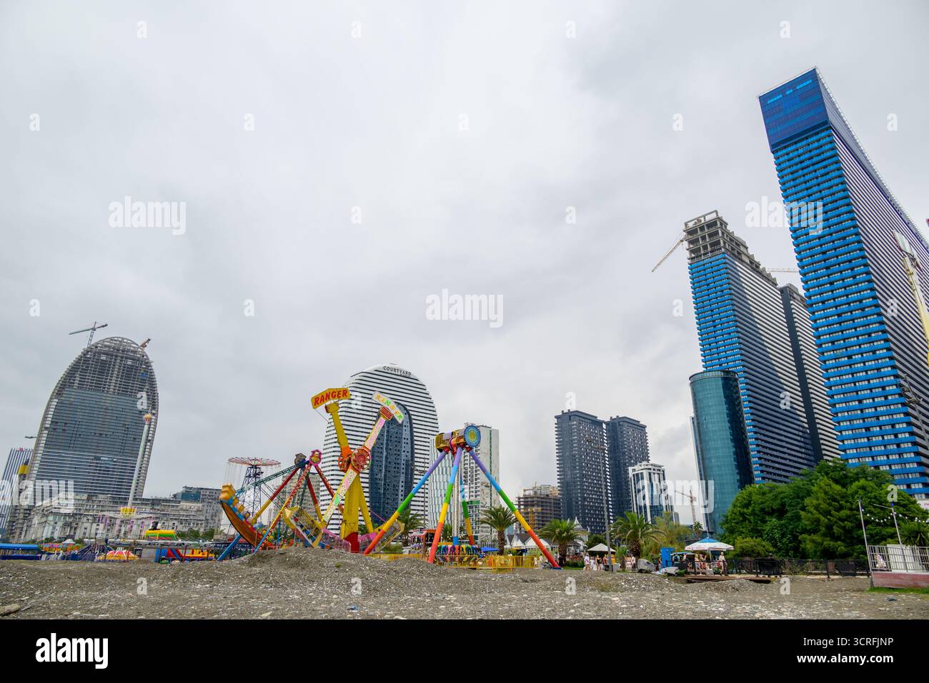 Batumi city beach along the Batumi Boulevard, popular Black Sea tourist ...
