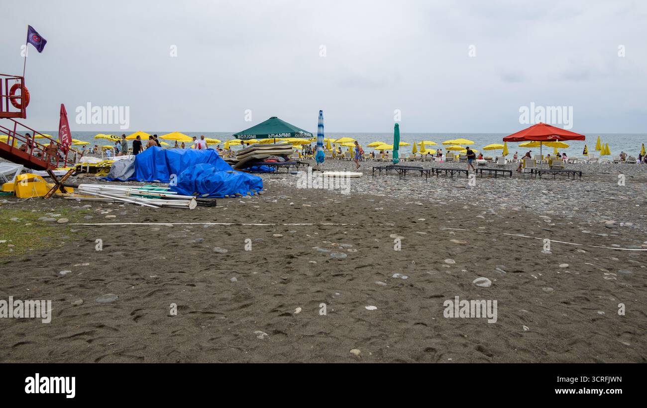 Batumi city beach along the Batumi Boulevard, popular Black Sea tourist ...