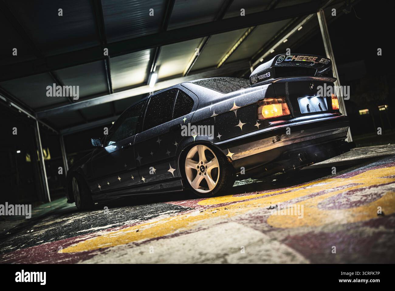 Rome, italy 30 september 2025: custom bmw e36 sedan receiving custom ...