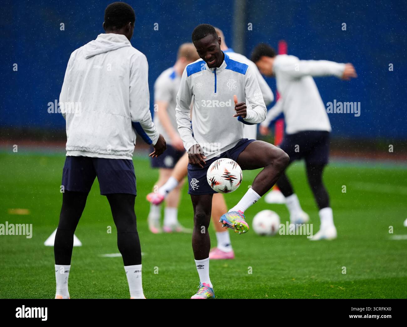 Rangers' Mohammed Diomande during a training session at Rangers ...