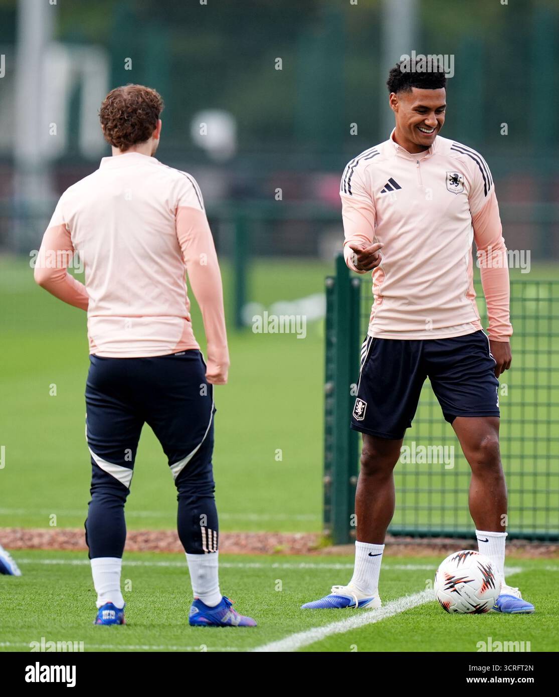 Aston Villa's Harvey Elliott (left) and Ollie Watkins (right) during a ...
