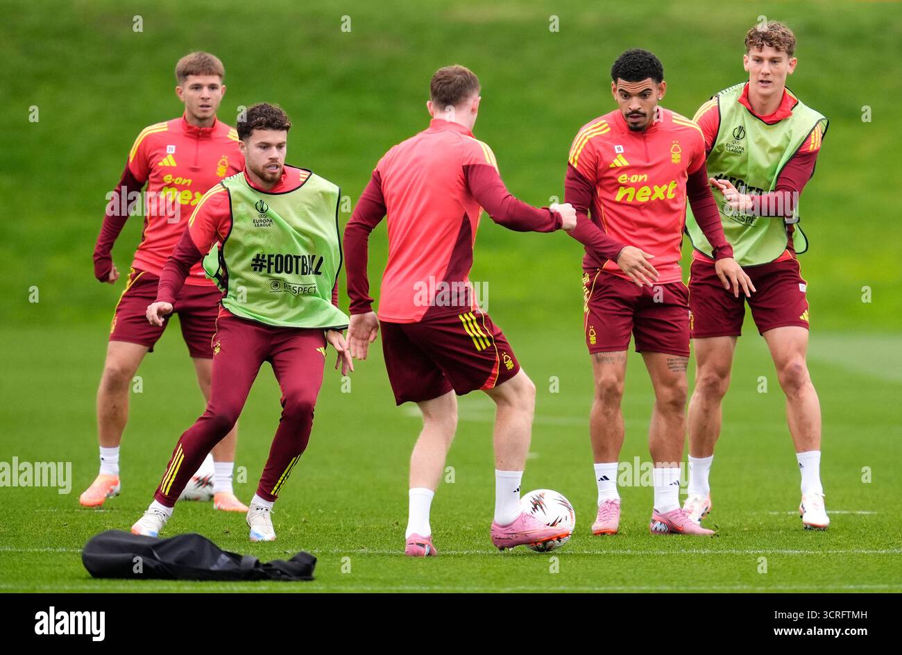 Nottingham Forest's James McAtee (left), Neco Williams (second right ...
