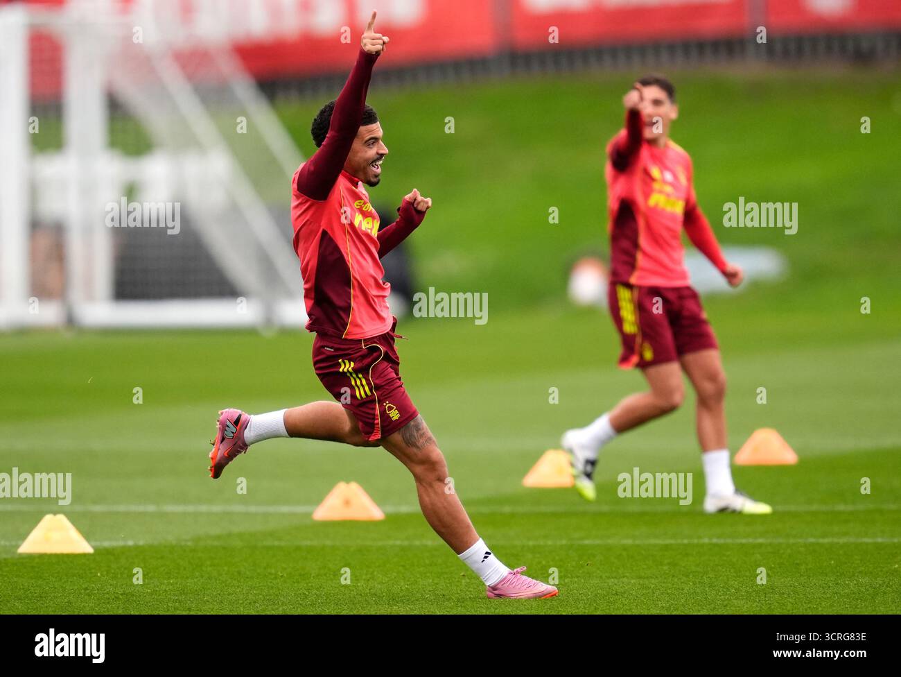 Nottingham Forest's Morgan Gibbs-White (left) during a training session ...