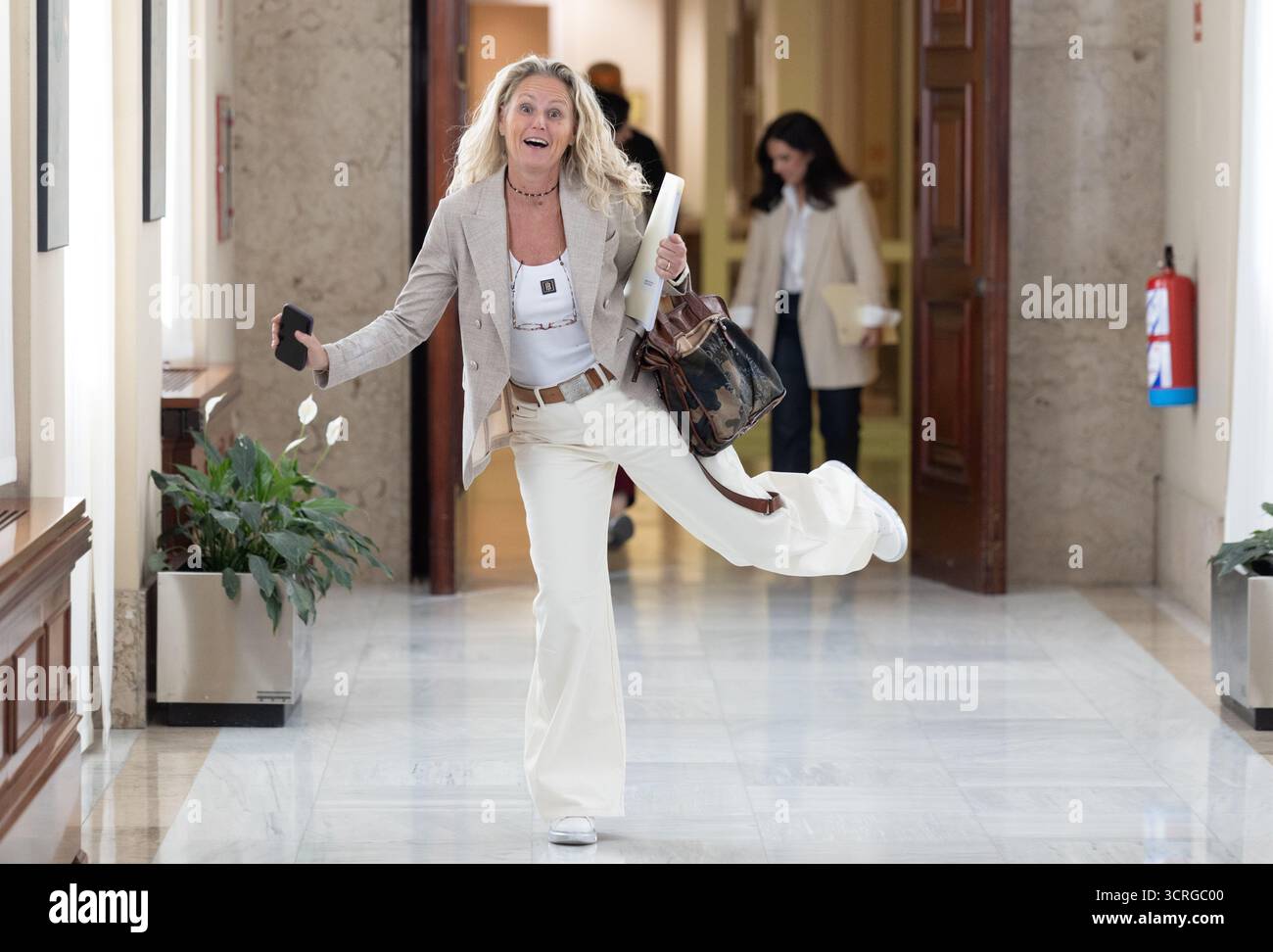 PSOE deputy Montse Mínguez on her arrival at a meeting of the Board of ...