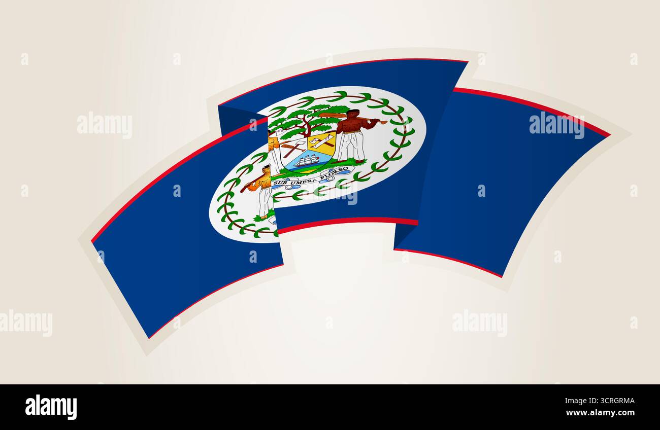 Belize Flag in Abstract Ribbon Shape, National Symbol of the Belize ...