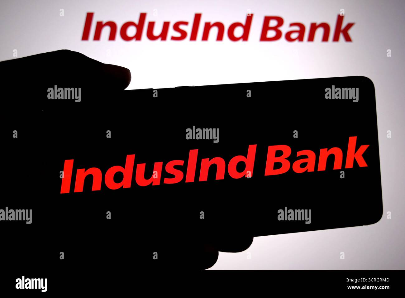 India. 20th Sep, 2025. In this photo illustration, an IndusInd Bank ...