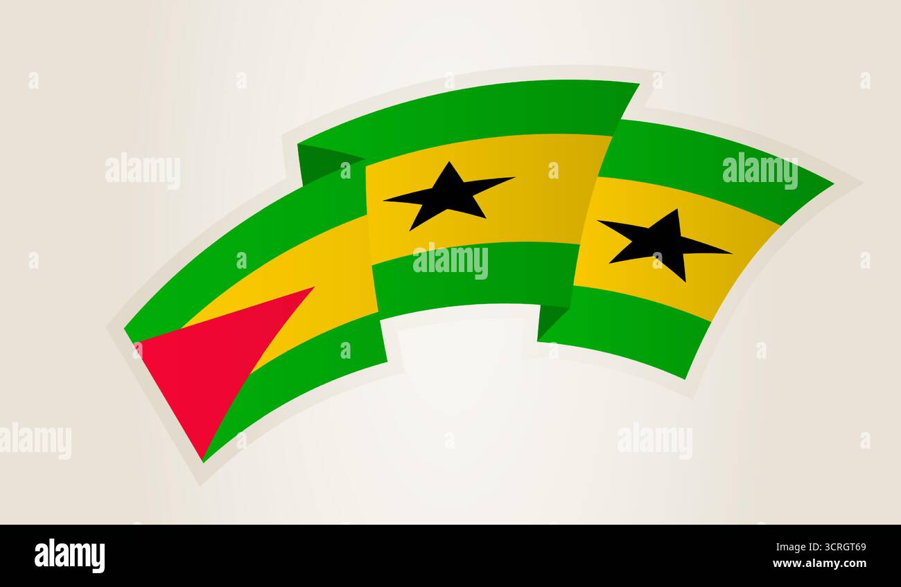 Sao Tome and Principe Flag in Abstract Ribbon Shape, National Symbol of ...