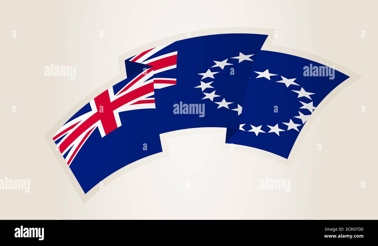 Cook Islands Flag in Abstract Ribbon Shape, National Symbol of the Cook ...