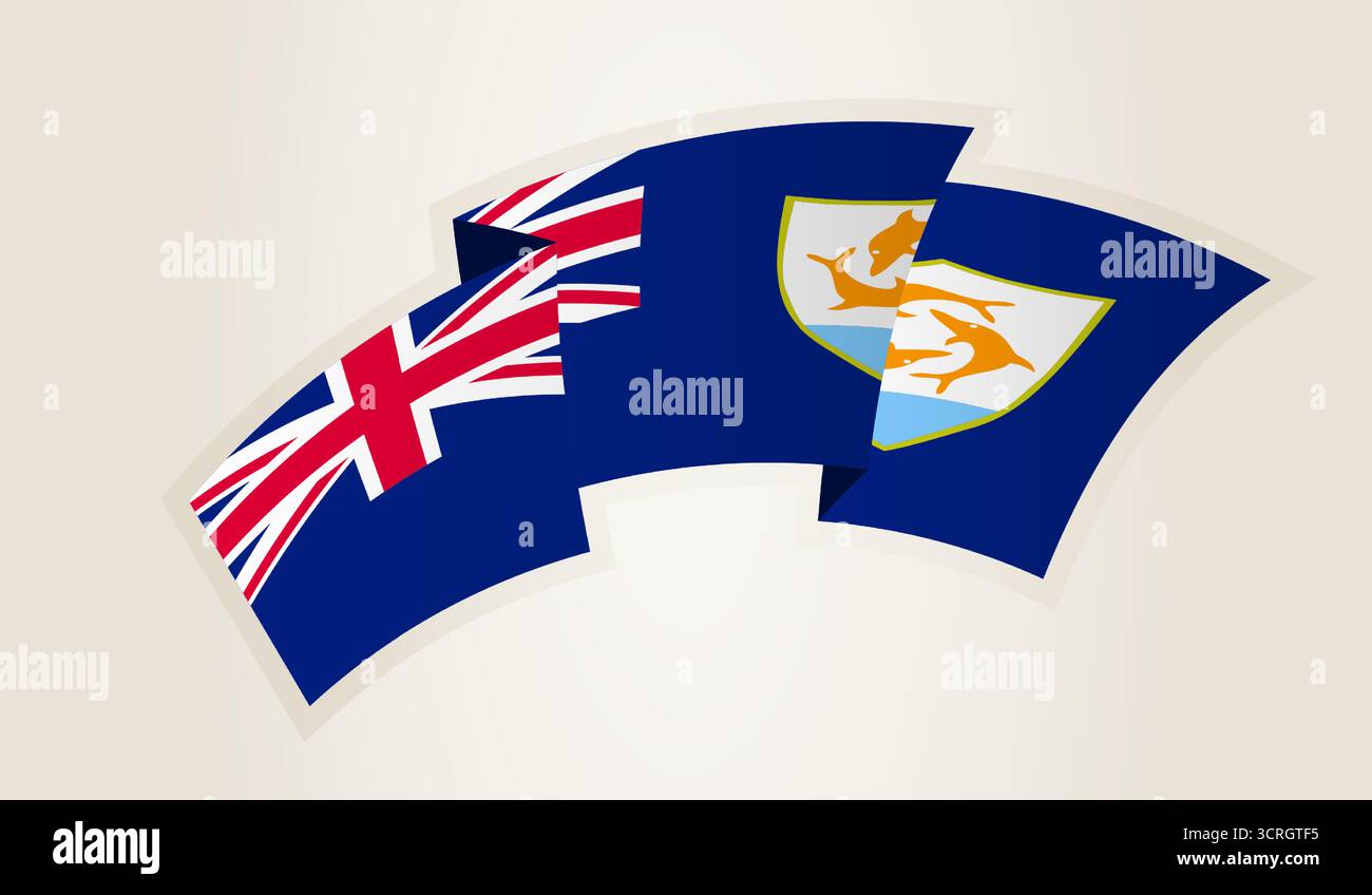 Anguilla Flag in Abstract Ribbon Shape, National Symbol of the Anguilla ...