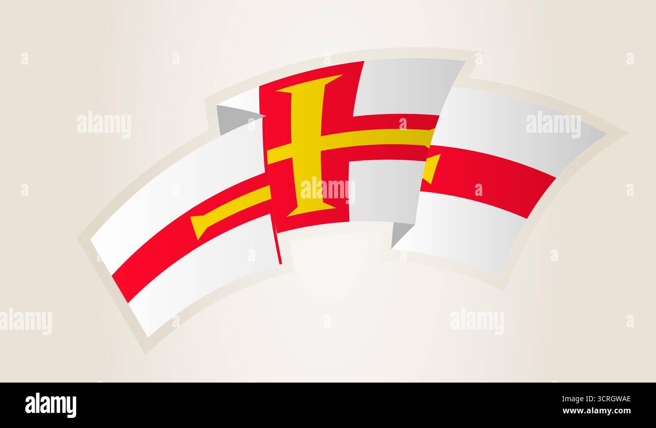 Guernsey Flag in Abstract Ribbon Shape, National Symbol of the Guernsey ...