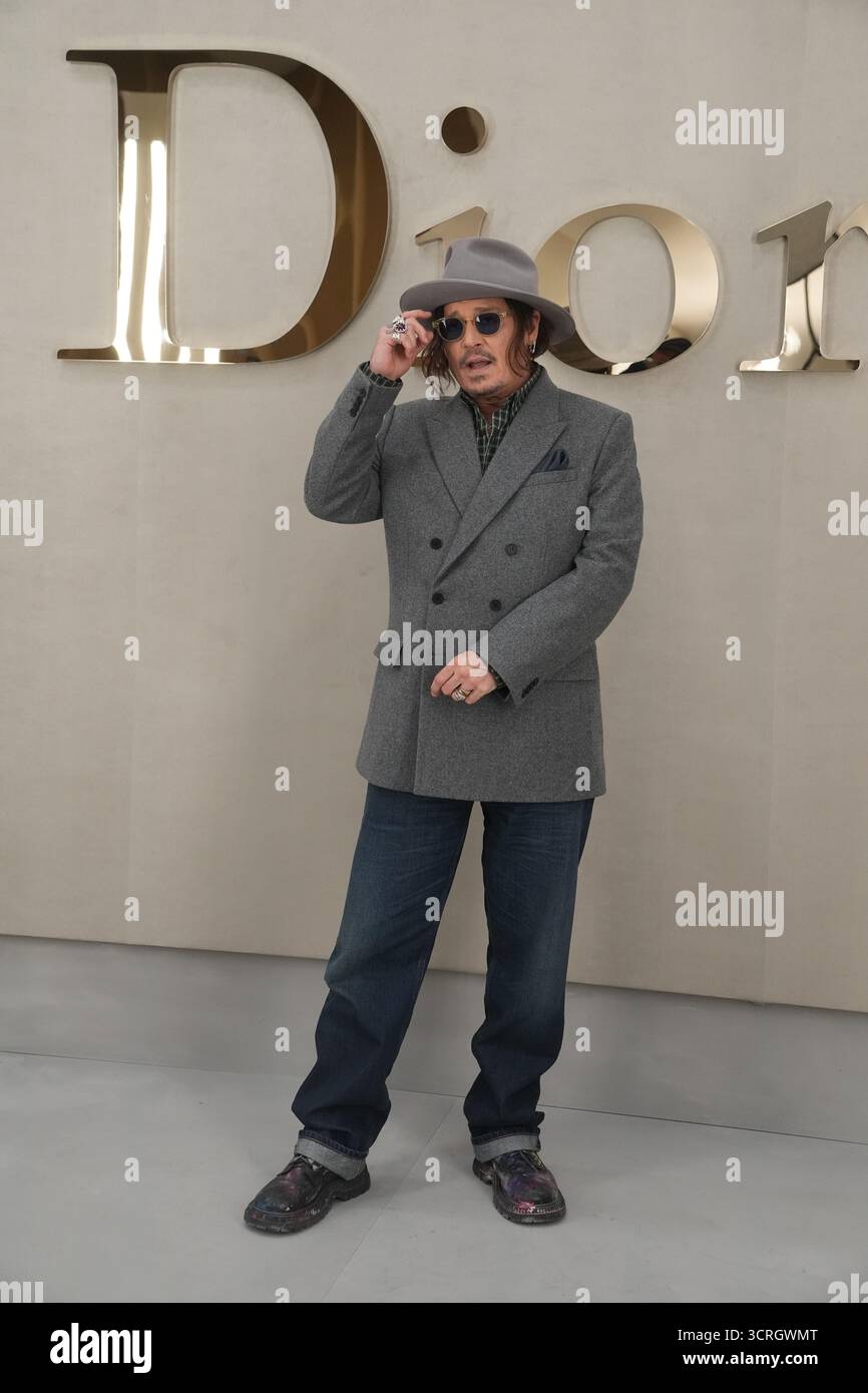 Johnny Depp poses before the Dior Spring/Summer 2026 collection ...