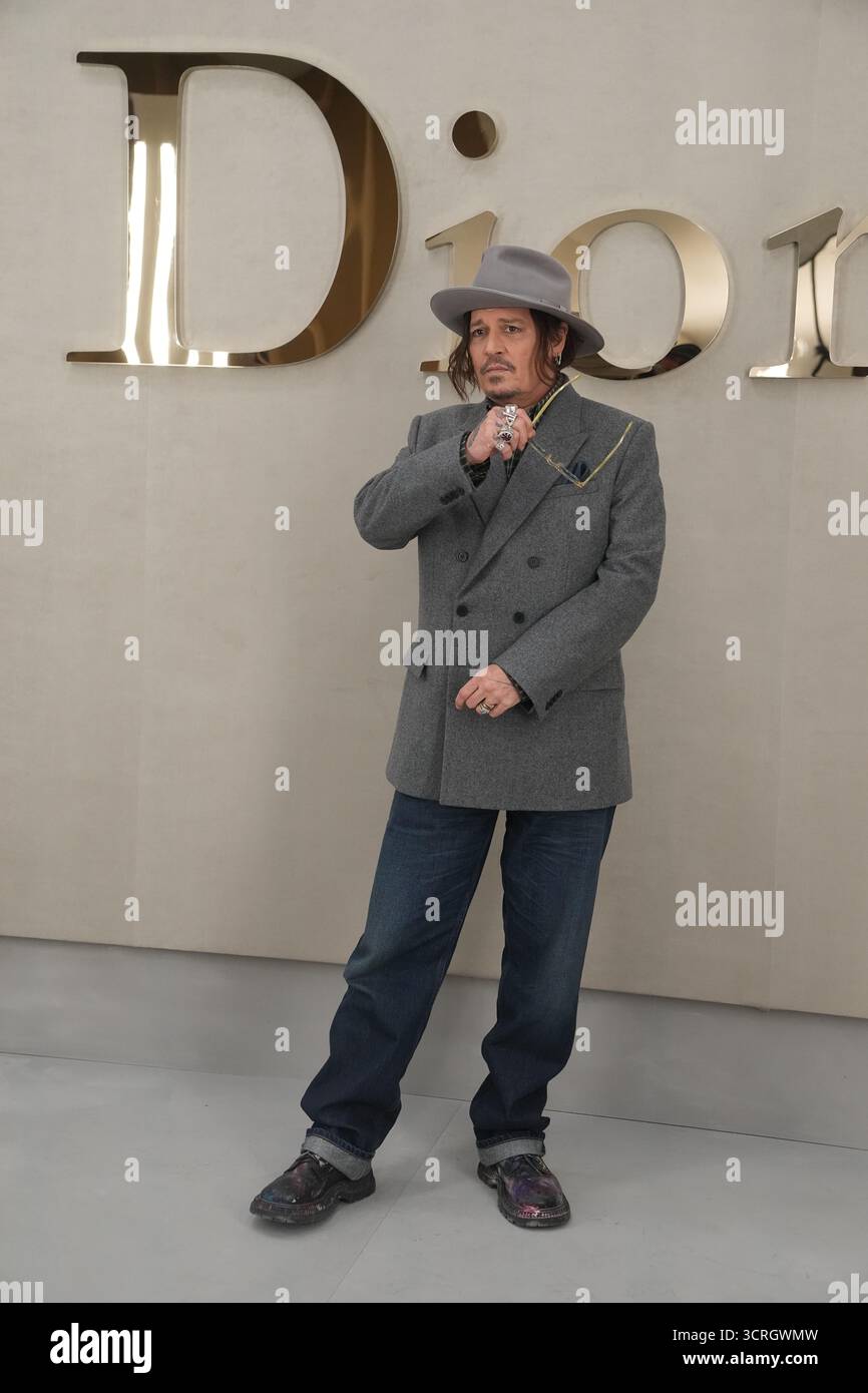 Johnny Depp poses before the Dior Spring/Summer 2026 collection ...