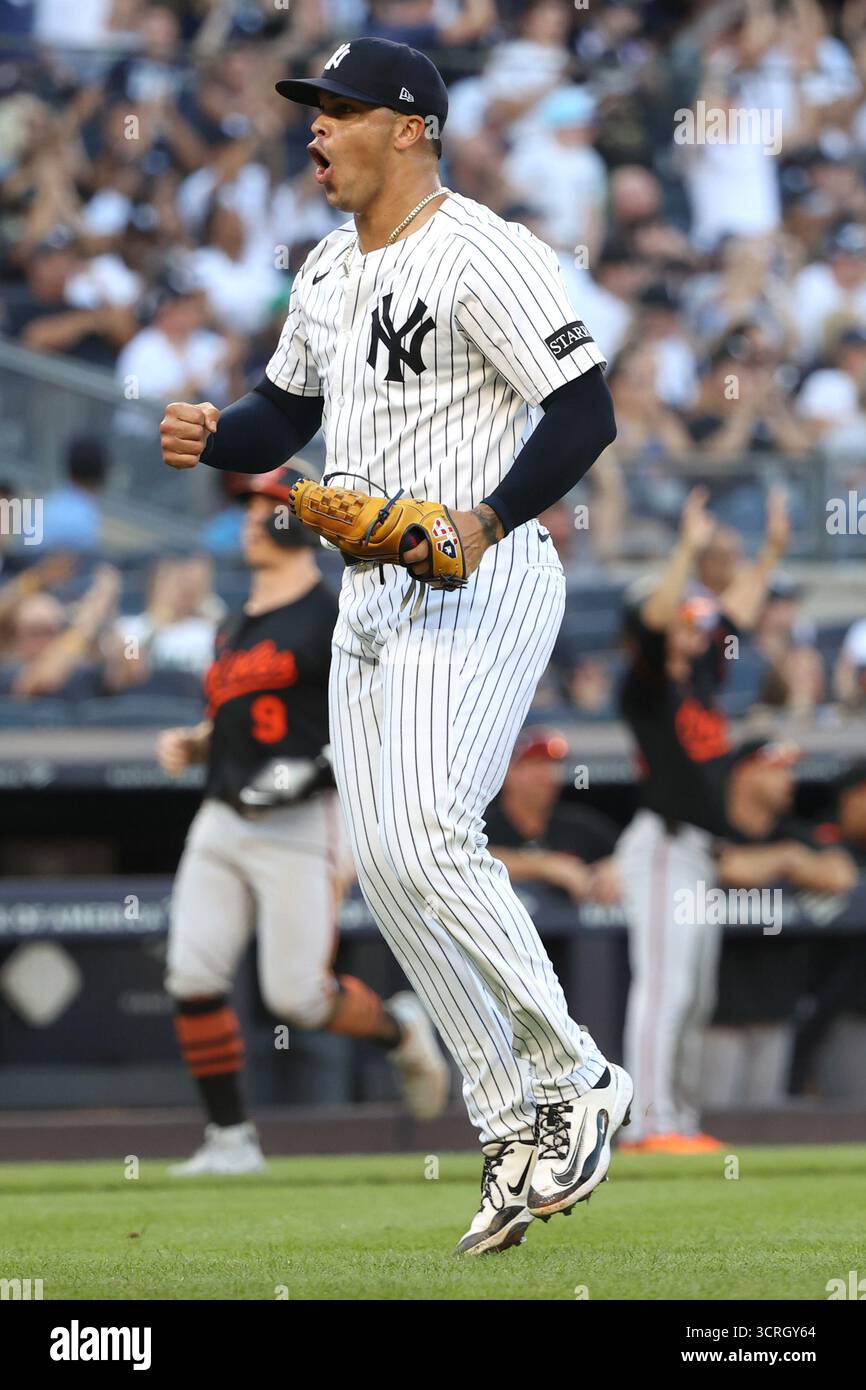 New York Yankees pitcher Fernando Cruz reacts after Baltimore Orioles ...