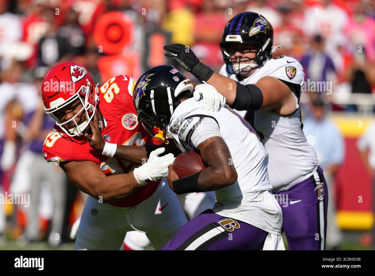 Kansas City Chiefs defensive tackle Jerry Tillery (99) tackles ...
