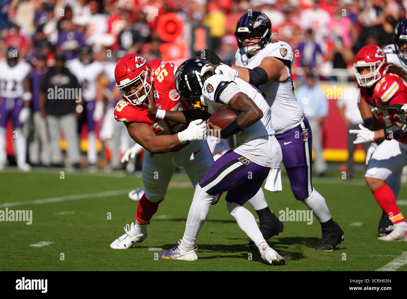 Kansas City Chiefs defensive tackle Jerry Tillery (99) tackles ...