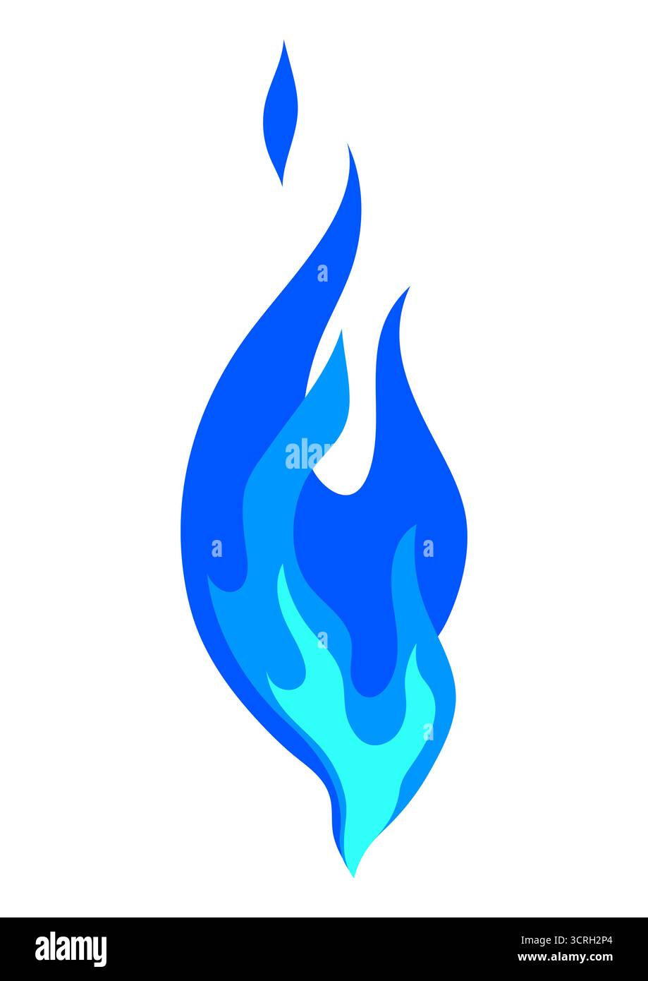 Illustration of stylized fire or flame. Burning blue magic fire or ...