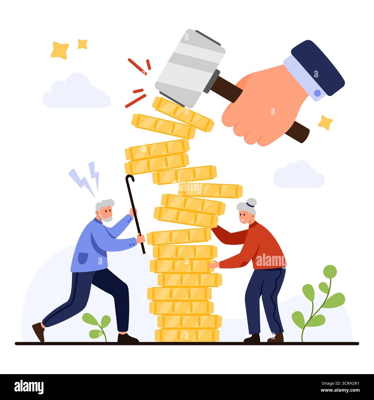 Elderly couple struggles protect Stock Vector Images - Alamy