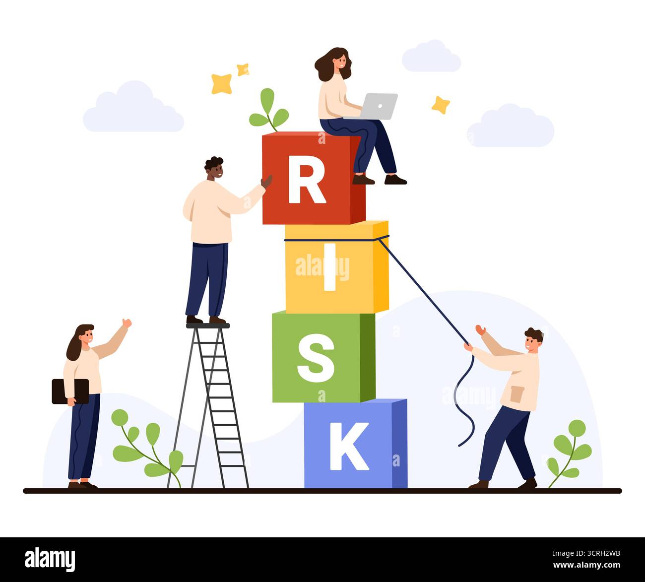 Colorful vector illustration of teamwork in planning hi-res stock ...
