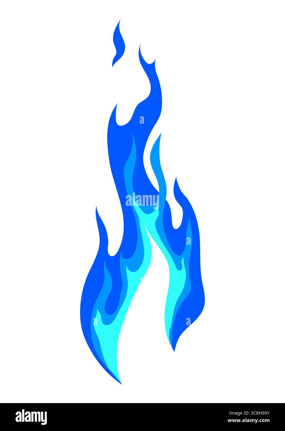 Illustration of stylized fire or flame. Burning blue magic fire or ...