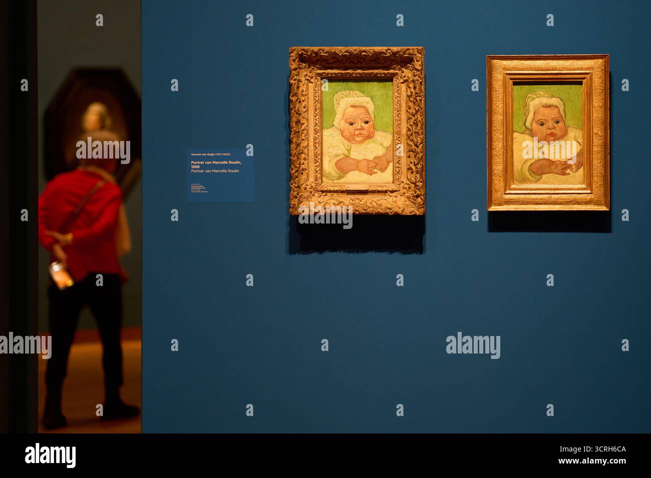 Two portraits of baby Marcelle Roulin by Vincent Van Gogh are displayed ...
