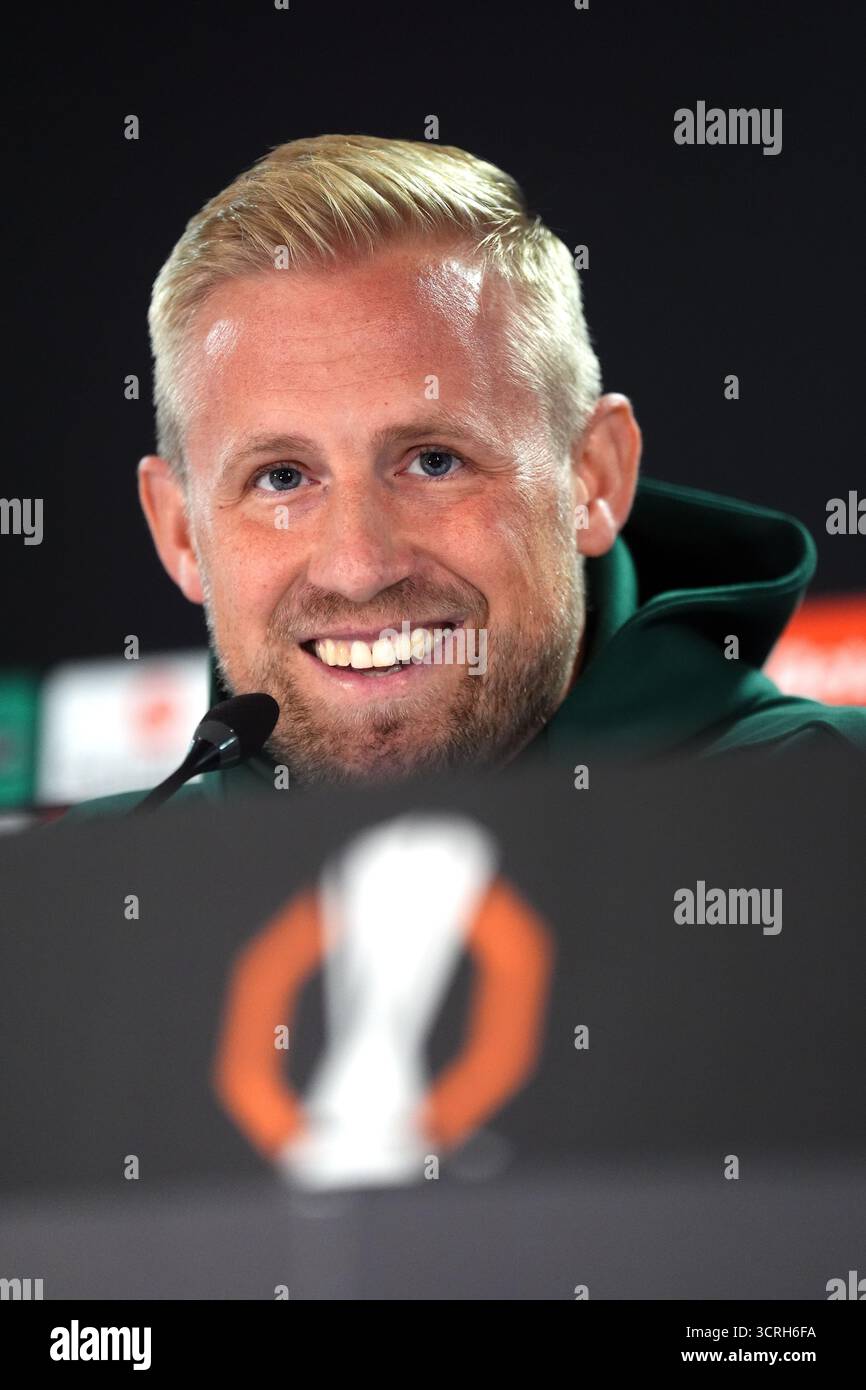 Celtic goalkeeper Kasper Schmeichel during a press conference at Celtic ...