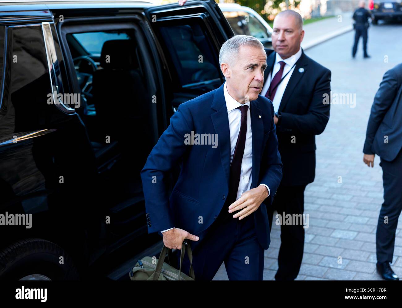 Prime Minister Mark Carney arrives on Parliament Hill in Ottawa before ...