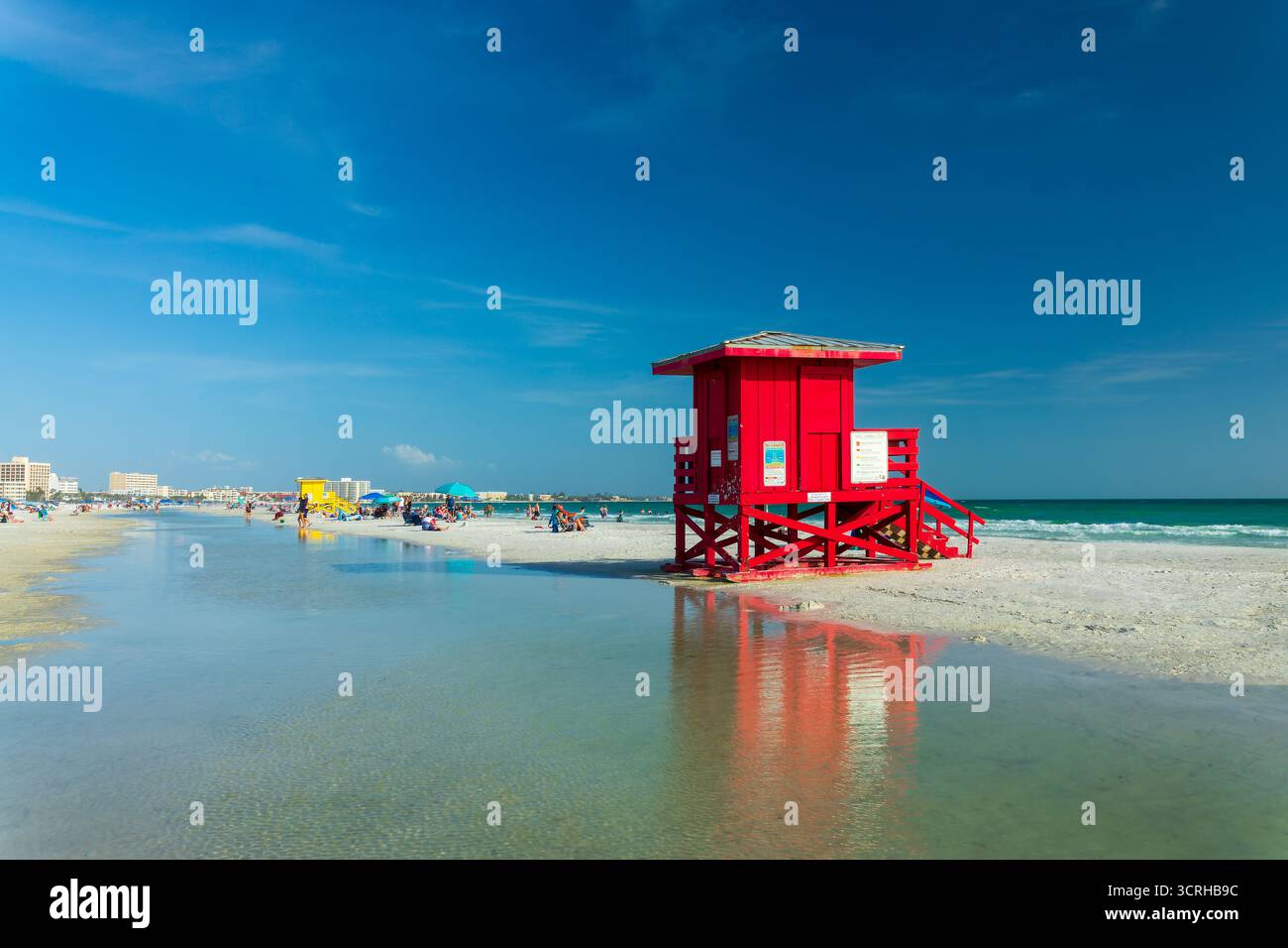 Red lifeguard station tower on Siesta Beach in Siesta Key, Sarasota ...